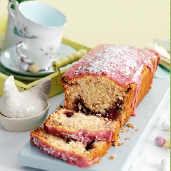 Coconut and raspberry loaf cake